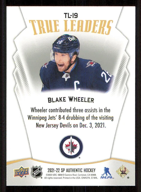 2021-22 SP AUTHENTIC True Leaders #TL19 Blake Wheeler $2.57 - PicClick CA