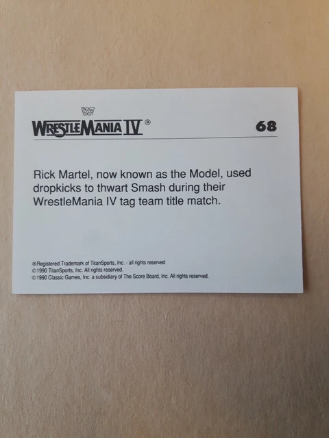 1990 WWF-RICK MARTEL-SMASH-THE History Of Wrestlemania 4-Trading Card ...