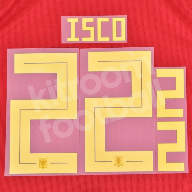 FIFA WORLD CUP 2018 Spain Name Number Set Home #22 ISCO Repro for Shirt ...