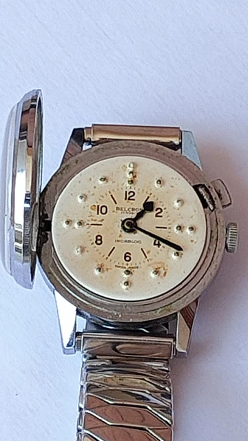 OROLOGIO ANTIQUE BELCRON Braille Watch Mechanisch 17 Rubis Incabloc ...