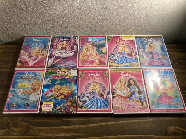 BARBIE MOVIE LOT of 10 DVDs Various Titles Fairytopia Mariposa Mermaid ...