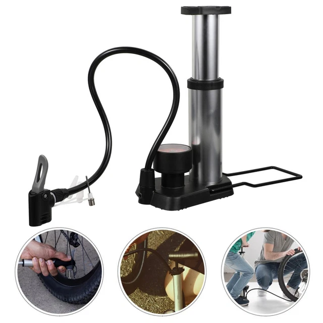 BIKE PUMP FLOOR Air Pump Built-in Pressure Gauge Aluminum Alloy Air ...