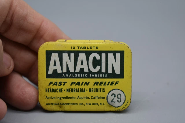 VINTAGE ANACIN ANALGESIC Tablets Tin 12ct Size EMPTY #12571 £14.77 ...