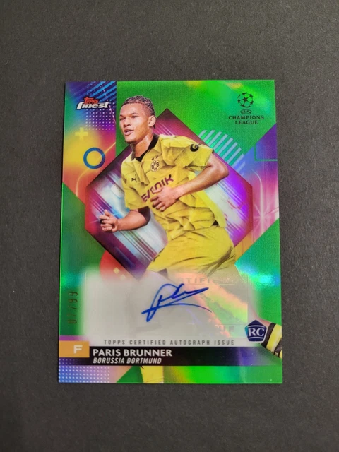 2023-24 TOPPS FINEST UCC, Paris Brunner, Auto,/99, Rookie, Borussia ...