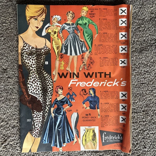 VINTAGE 1960 FREDERICK'S OF HOLLYWOOD Fall Catalog Lingerie Dresses $47 ...