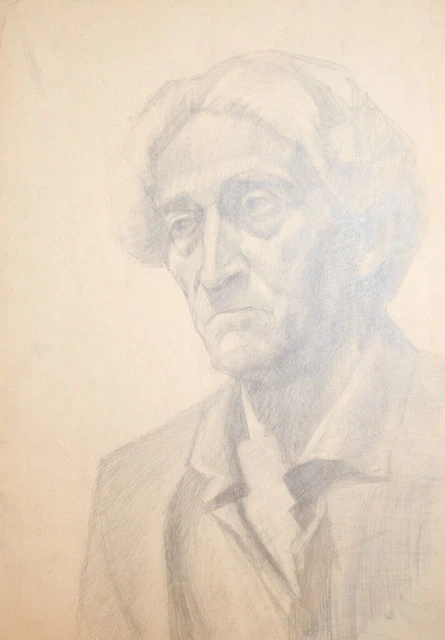 ANTIQUE PENCIL DRAWING old man portrait £59.69 - PicClick UK
