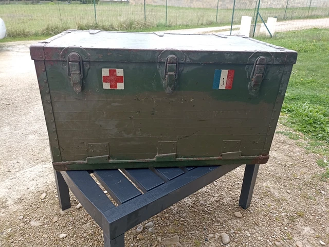 CANTINE MALLE COFFRE militaire militaria WW1 WW2 armée Croix-Rouge ...