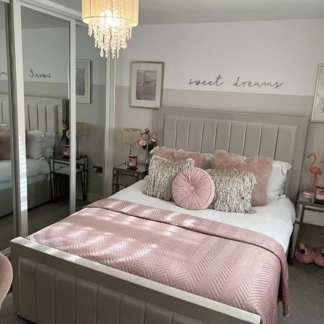 PANEL BED FRAME Plush Velvet Upholstered Gas Lift Storage& Mattress 3FT ...