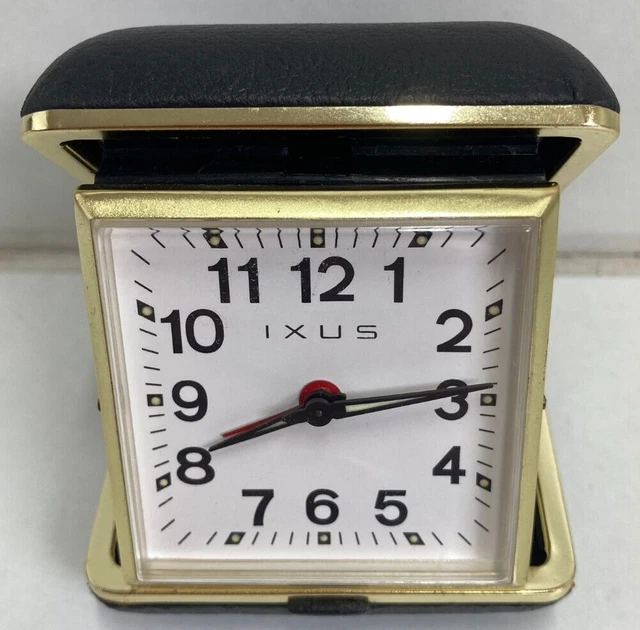 IXUS TRAVEL CLOCK clamshell alarm black Glow in the dark £13.99 ...