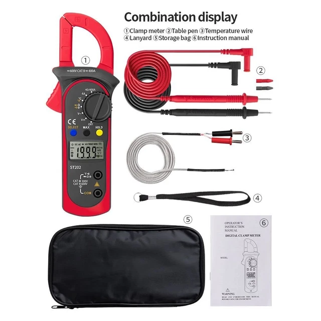 SMART MULTIMETER TRUE RMS Digital Clamp Meter AC/DC Current Voltmeter ...