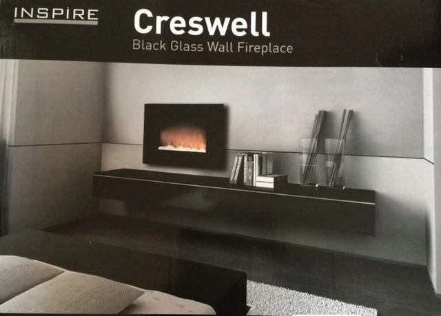 PROLECTRIX INSPIRE CRESWELL Black Glass Wall Mounted Electric Fire ...