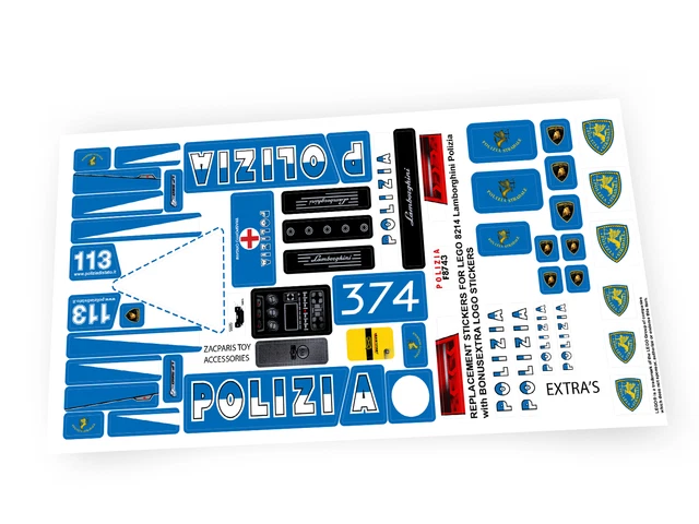 CUSTOM REPLACEMENT STICKERS for Set 8214 Lamborghini Polizia TOYS ...