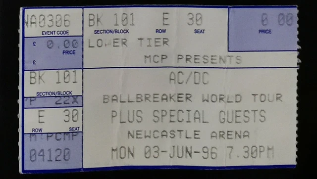 AC/DC TICKET BALLBREAKER World Tour Newcastle PROMOTER'S Promo Ticket 3 ...