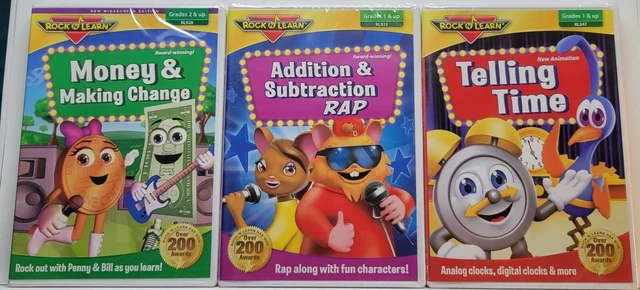 ROCK N LEARN 3 DVD Telling Time Addition & Subtraction Rap Money ...