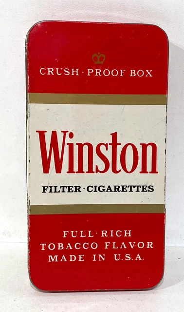 RARE ANCIENNE GROSSE Boîte en Tôle Tabac Cigarette Winston ww2 ? Made ...