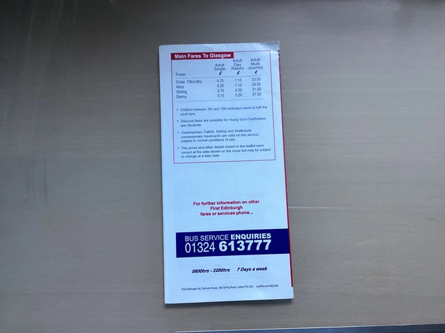 FIRST EDINBURGH MIDLAND Scottish Bus Group Route x18 Timetable August ...