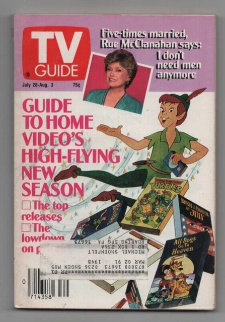 TV GUIDE MAGAZINE July 28 1990 Rue McClanahan Peter Pan Home Videos £8. ...