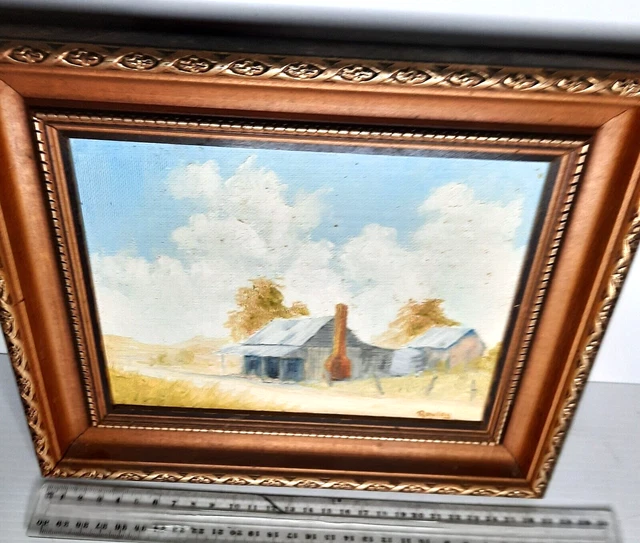 ORIGINAL SMALL OIL Painting On Board '' Old Farm in Bush ''Signed ...