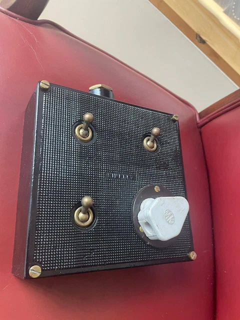 VINTAGE INDUSTRIAL SIMPLEX Three gang Switch & plug socket circa 1940/ ...