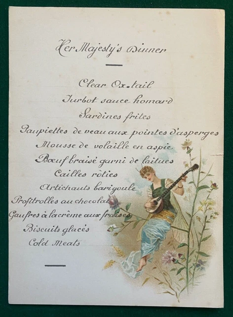 ANTIQUE VICTORIAN ROYAL Dinner Menu Prepared for Queen Victoria £175.00 ...