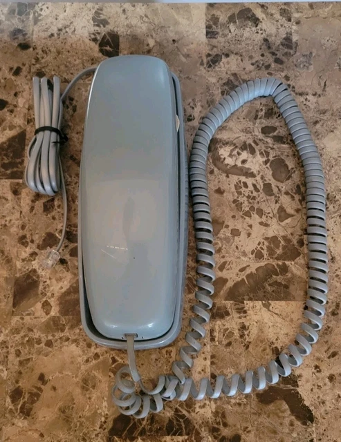 VINTAGE AT&T SLATE Blue Telephone Trimline Touch Tone Wall or Desk £17. ...