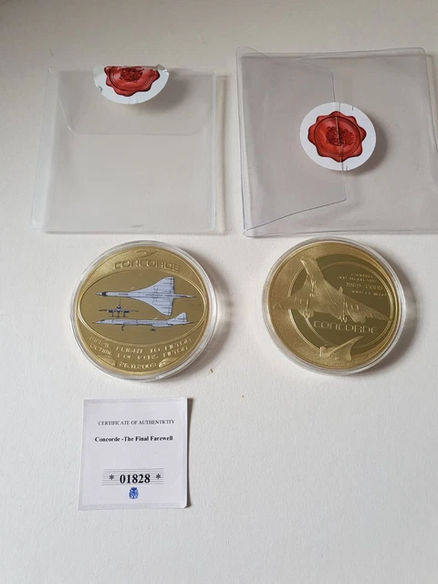 2 X CONCORDE Large Proof Medals Final Flight & Farewell & Thank You £52 ...