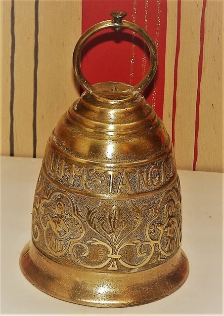GROSSE CLOCHE EN BRONZE qui me TANGIT, vocem meam AUDI ET DECOREE TBE ...
