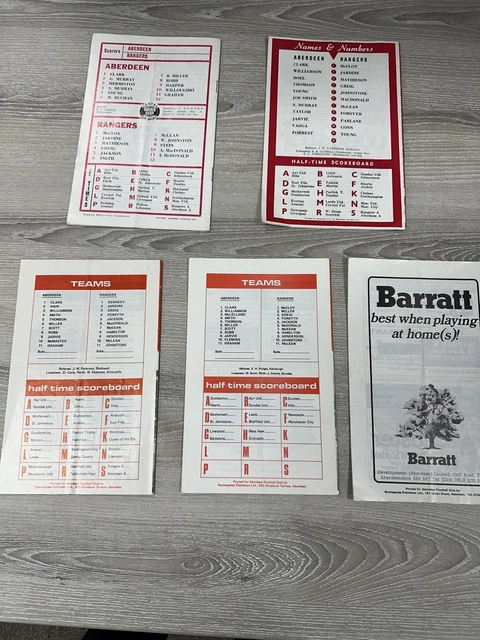 ABERDEEN V RANGERS 1970s collection of 5 programmes (30/20) £2.22 ...