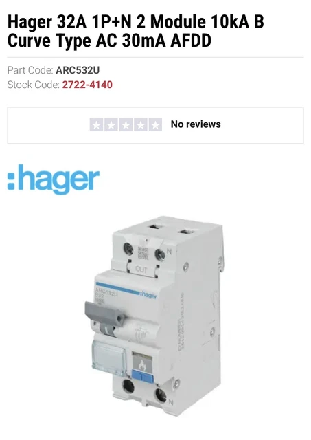 HAGER ARC FAULT Detection Device £63.12 - PicClick UK