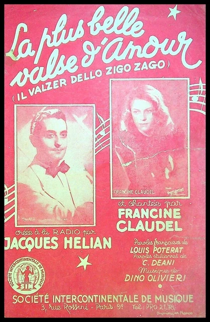 ANCIENNE PARTITION, LA plus belle valse d'Amour - J. Hélian - Francine ... ANCIENNE PARTITION, LA plus belle valse d'Amour - J. Hélian - Francine ...