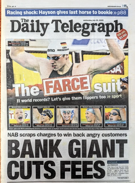 DAILY TELEGRAPH 2009 swimsuit farce swimming Australia world ...