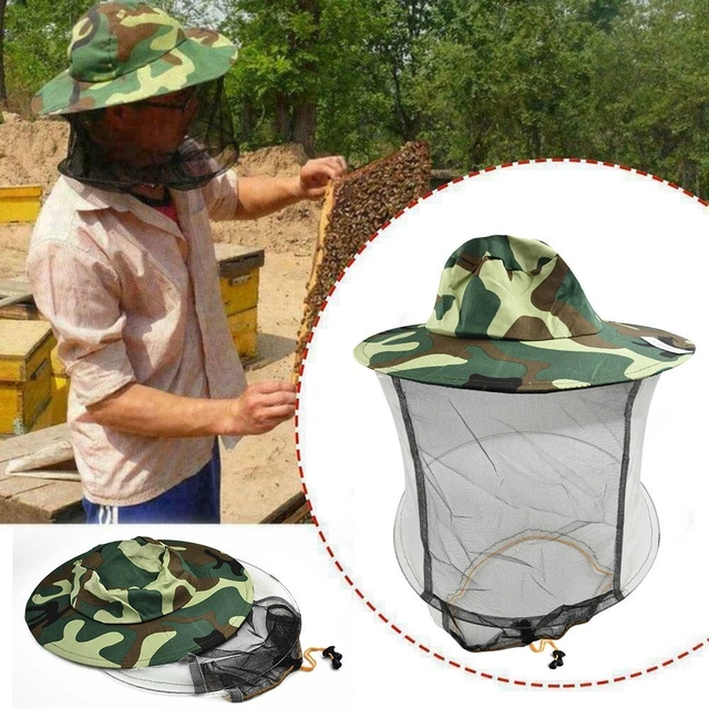 BEEKEEPING HAT BEEKEEPER Green Head Protector Cap Insect Mesh Mask Veil ...