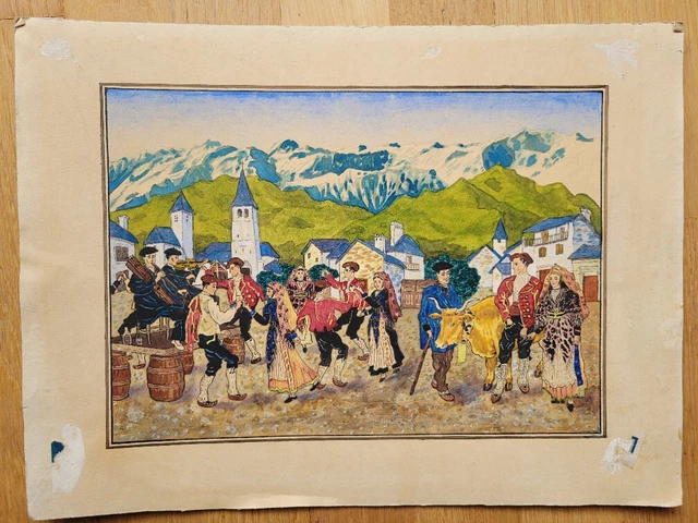 AQUARELLE PAYS BASQUE Ossau Lassansad Jean EUR 15,00 - PicClick FR