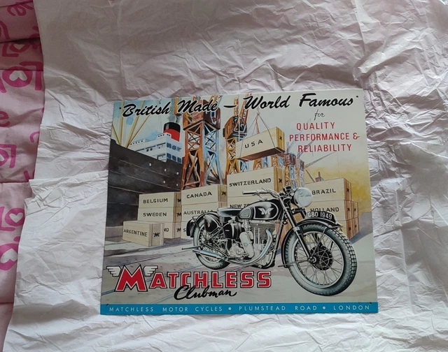 MATCHLESS MOTORCYCLE LONDON Vintage 1950/60-Targa-Badge-Placca- EUR 180 ...