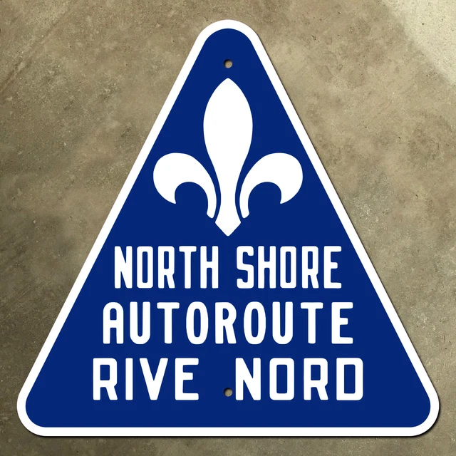 QUEBEC AUTOROUTE RIVE Nord route highway marker road sign Canada 1972 ...