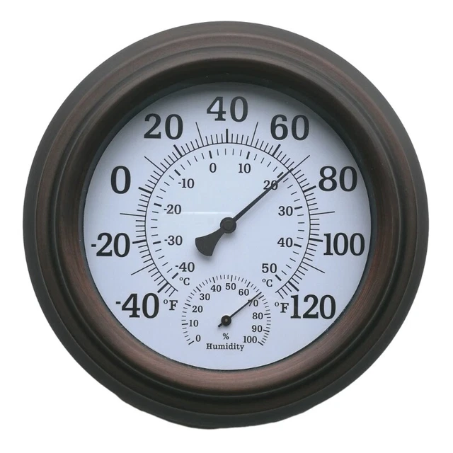 INDOOR OUTDOOR THERMOMETER Hygrometer Temperature Humidity Meter Wall ...
