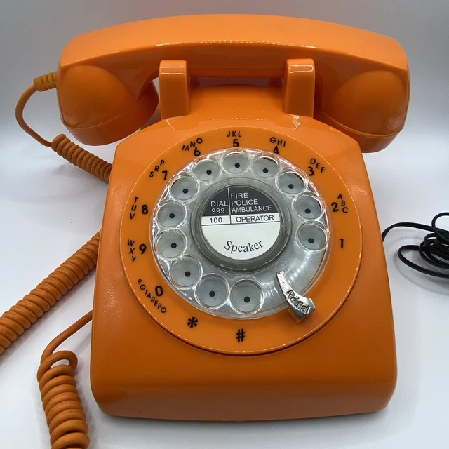 STEEPLETONE VINTAGE ROTARY Dial Telephone Orange Corded, Model STP1960 ...