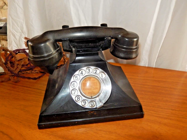 VINTAGE SIEMENS BLACK Pyramid Bakelite Rotary Dial Telephone.FOR ...