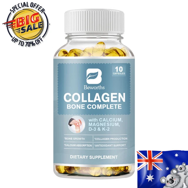 ONLY 10 CAPS Collagen Bone Complete Capsules with Calcium, D-3 & K-2 ...