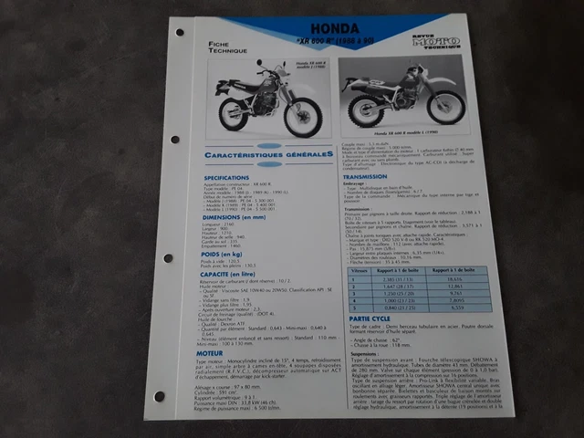 Fiche Technique Honda Xr 600
