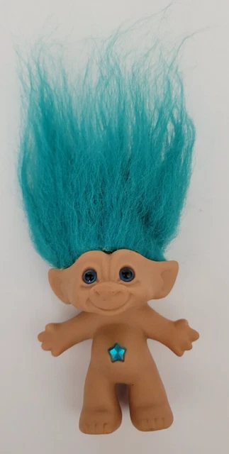 VINTAGE TREASURE TROLL With Jewel Belly by Ace Novelty Co Teal Green ...