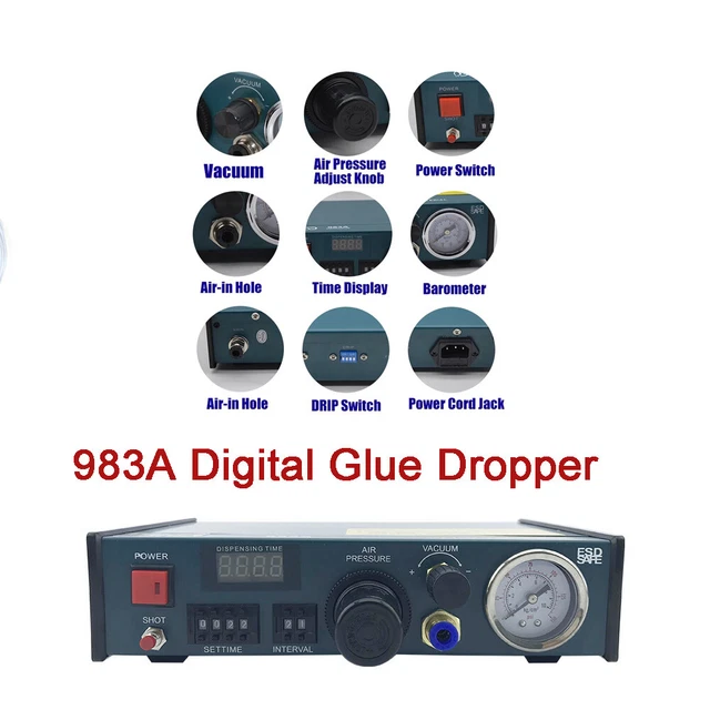 983A DIGITAL GLUE Dispenser Automatic Liquid Glue Fluid Paste Solder ... 983A DIGITAL GLUE Dispenser Automatic Liquid Glue Fluid Paste Solder ...