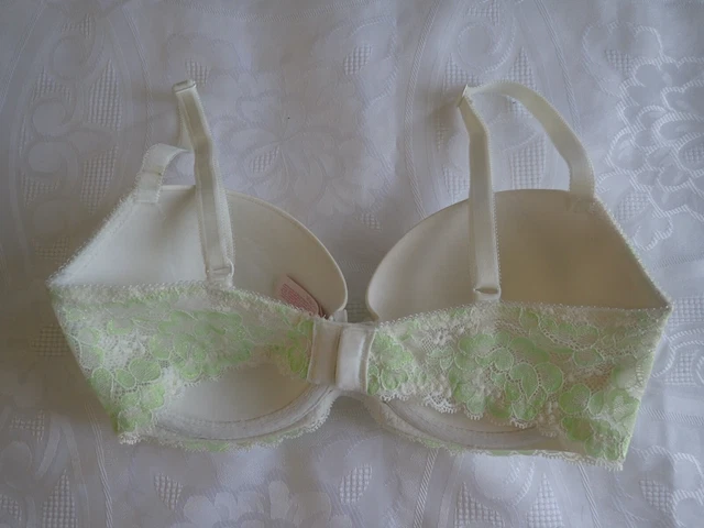 VICTORIA'S SECRET, BALCONETTE Bra in Size 32DD, Colour in Ivory & Lime ...