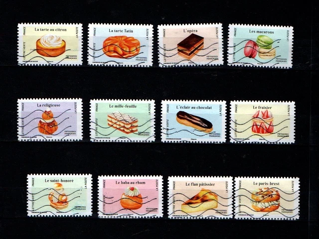 SÉRIE COMPLÈTE DE 12 timbres oblitérés 2024 Patisseries françaises EUR ...