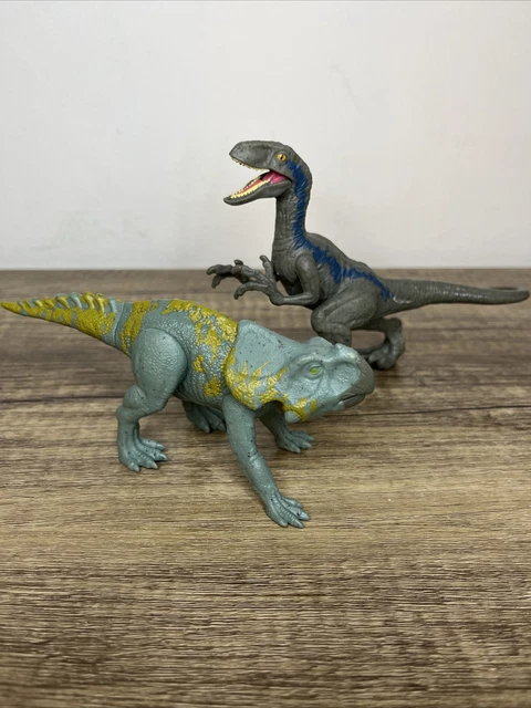 JURASSIC WORLD ATTACK Pack Velociraptor Blue Mattel 2017 Rare ...