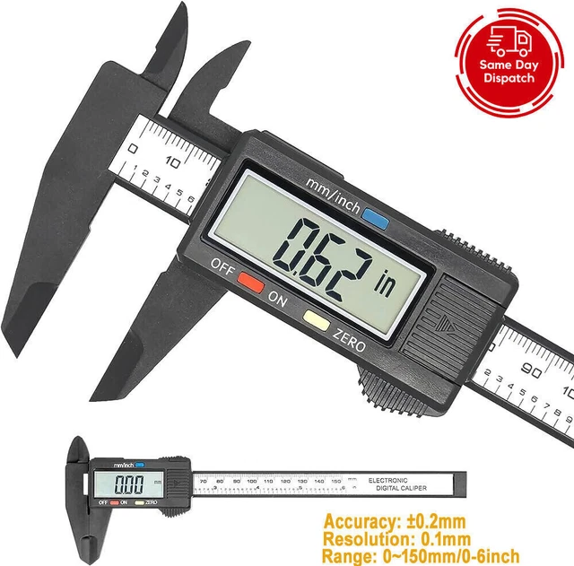 6& VERNIER CALIPER Internal & External Measure Tool Gauge Rule Slide ...