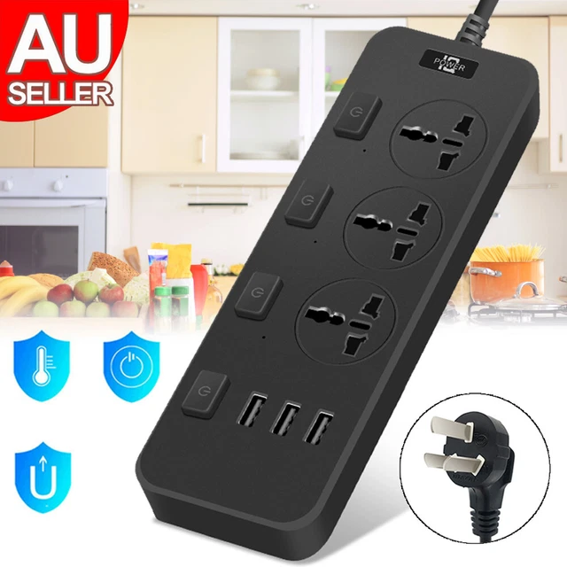 NEW UNIVERSAL SOCKET Multi-outlet Power Strip 2M 10A USB Smart Charger ...