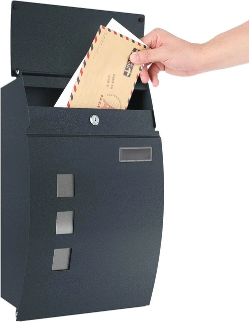 SONGMICS MAILBOX, WALL-MOUNTED Lockable Post Letter Viewing Windows ...