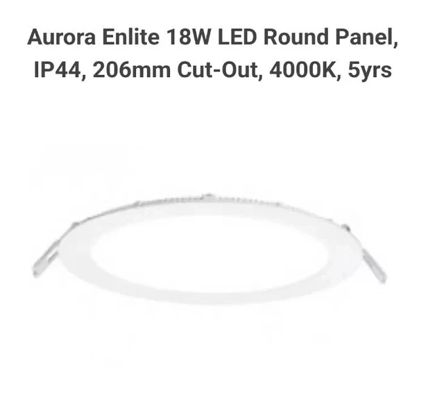 LED ROUND PANEL Light Aurora Enlite Slimline 18W IP44 206mm CutOut ...