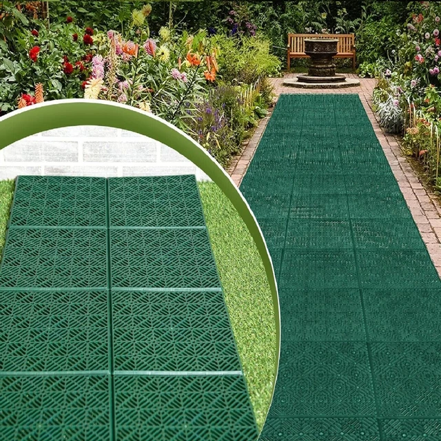LARGE INTERLOCKING PLASTIC Garden Path Floor Tiles Lawn Paving Walkway ...